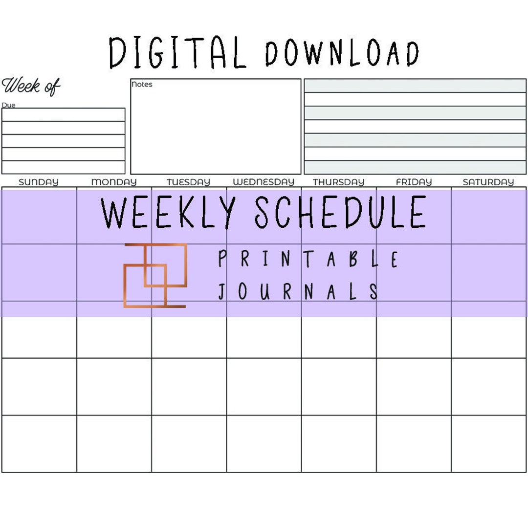 Weekly Schedule - Digital Download - Etsy