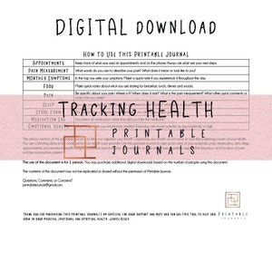 Health Tracker Printable Journal - Etsy