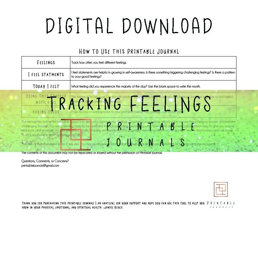 Tracking Feelings - Printable Journal - Etsy
