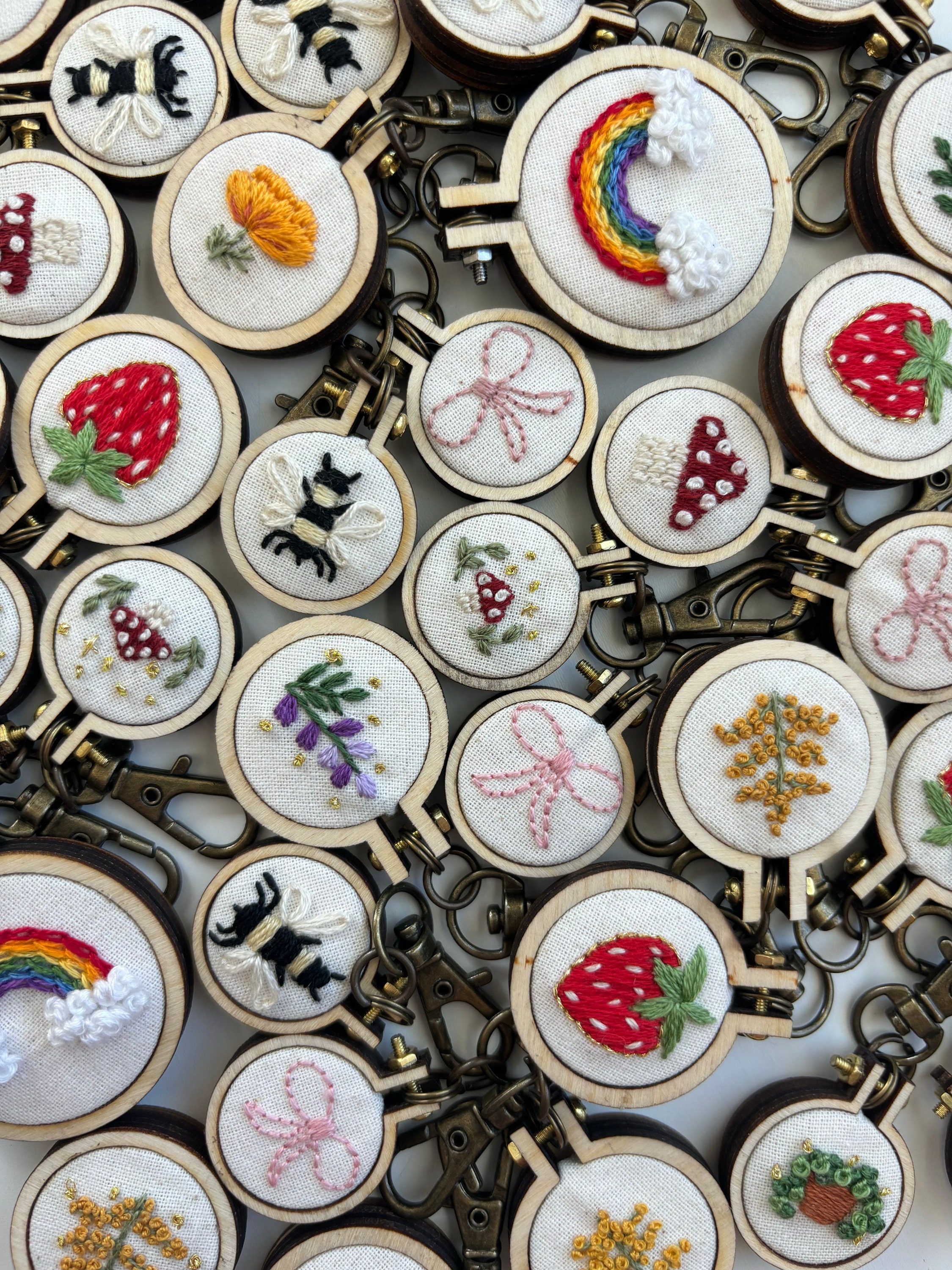 Rainbow Hand Embroidered Keychains/charms - Etsy