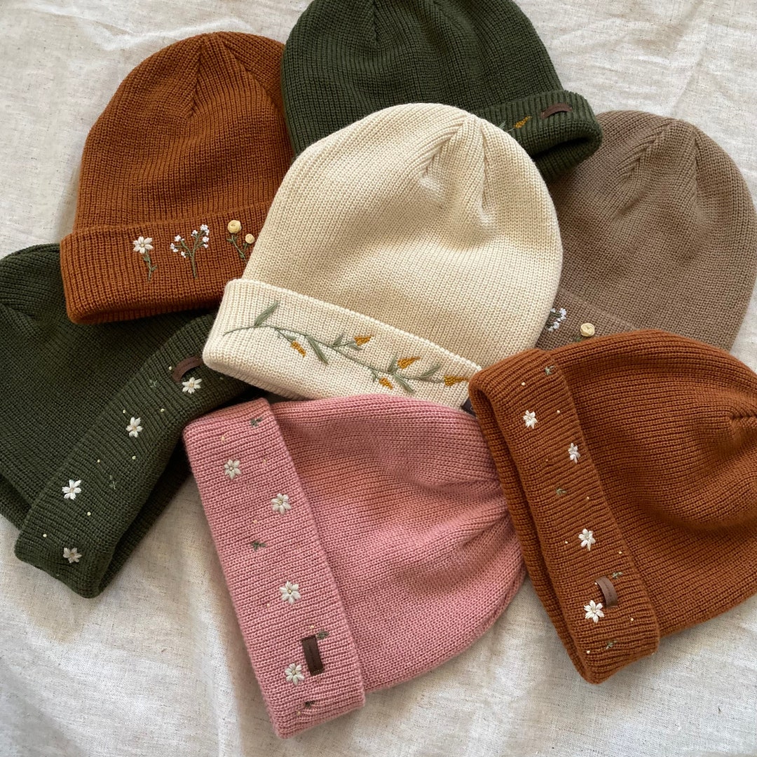 Hand Embroidered Beanies - Etsy