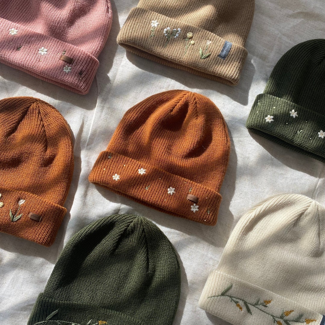 Hand Embroidered Beanies - Etsy