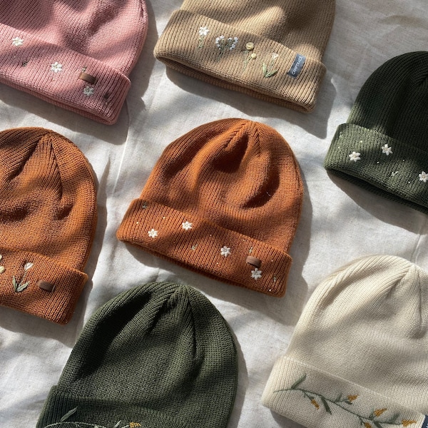 Hand Embroidered Beanie - Etsy