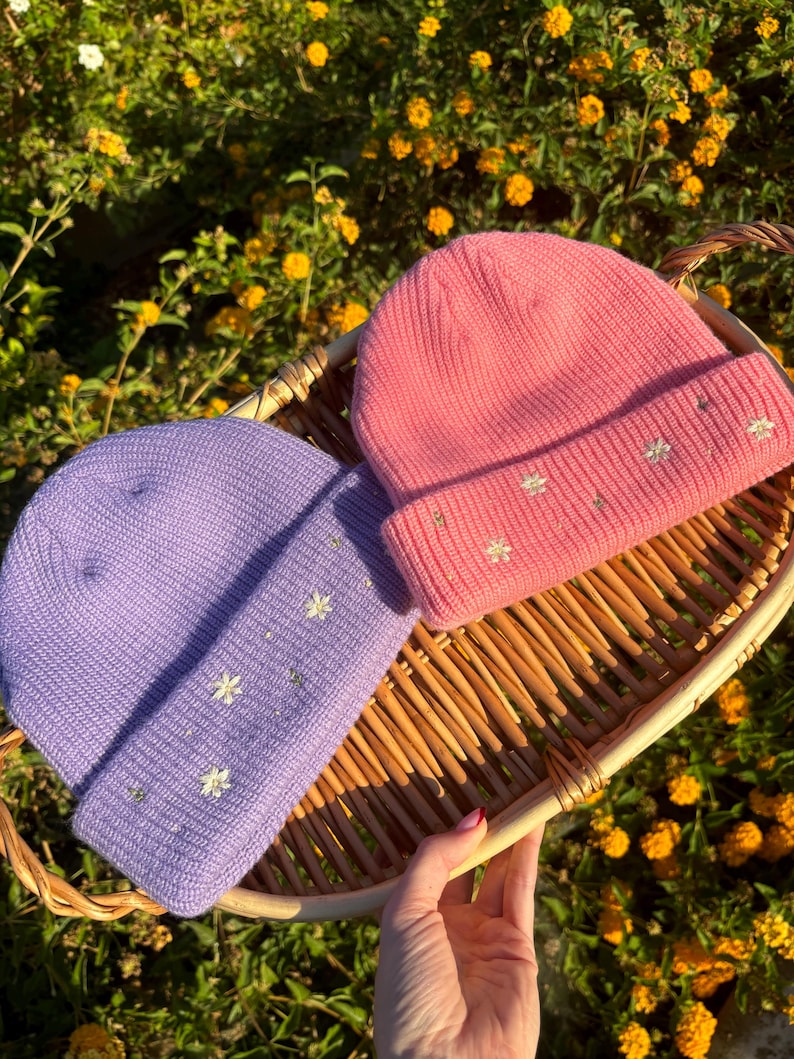 Hand Embroidered Beanies - Etsy