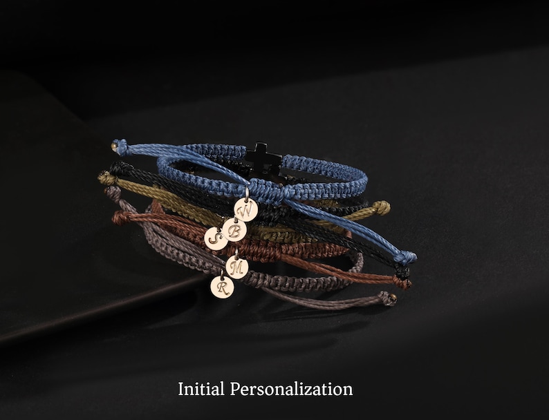 Boy’s Faith Bracelet – Hand Braided With Cross & Initial Charm - Etsy