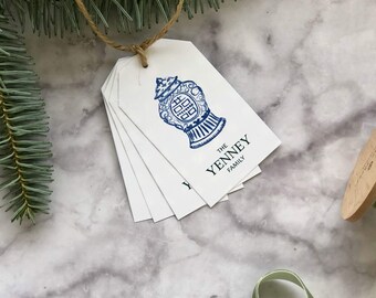 Ginger Jar Gift Tags pack of 5 Chinoiserie Blue and White Gift Wrap ...