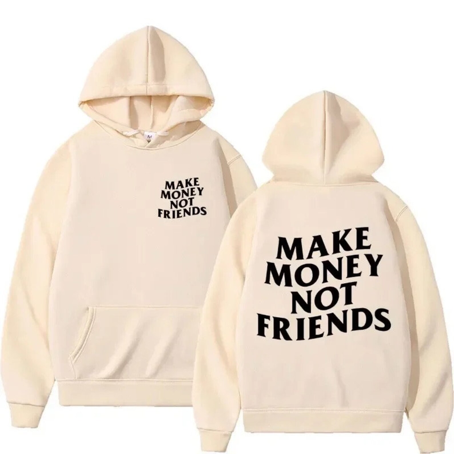 Make Money Not Friends Letter Print Hoodie Fashion Design Men's Women's ...