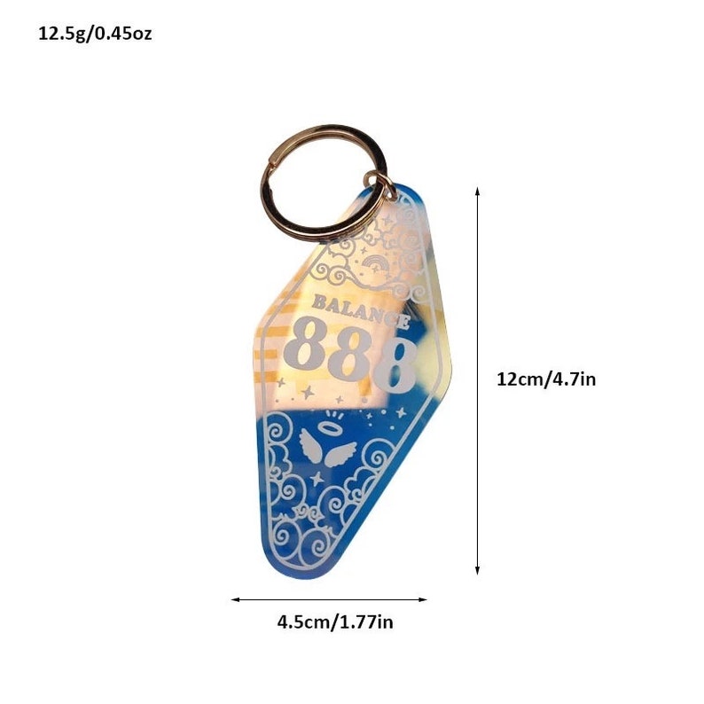 Angel Number Iridescent Keychain Holographic Hotel Acrylic Key Chains ...