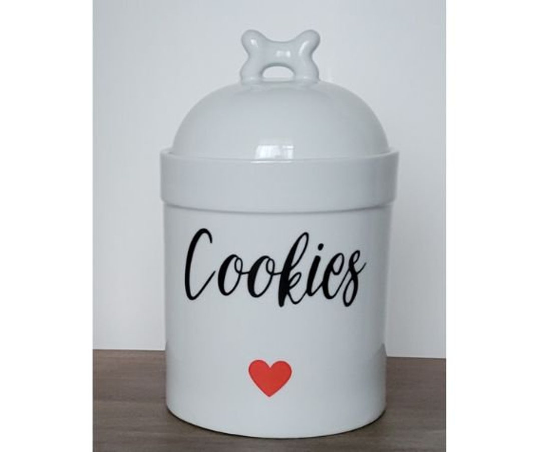 Personalized Dog Treat Jar Large Treat Heart / Choose Heart Color / Dog ...