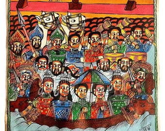 Ethiopian Orthodox Religious Leather Painting: Hand-painted Epiphany ...