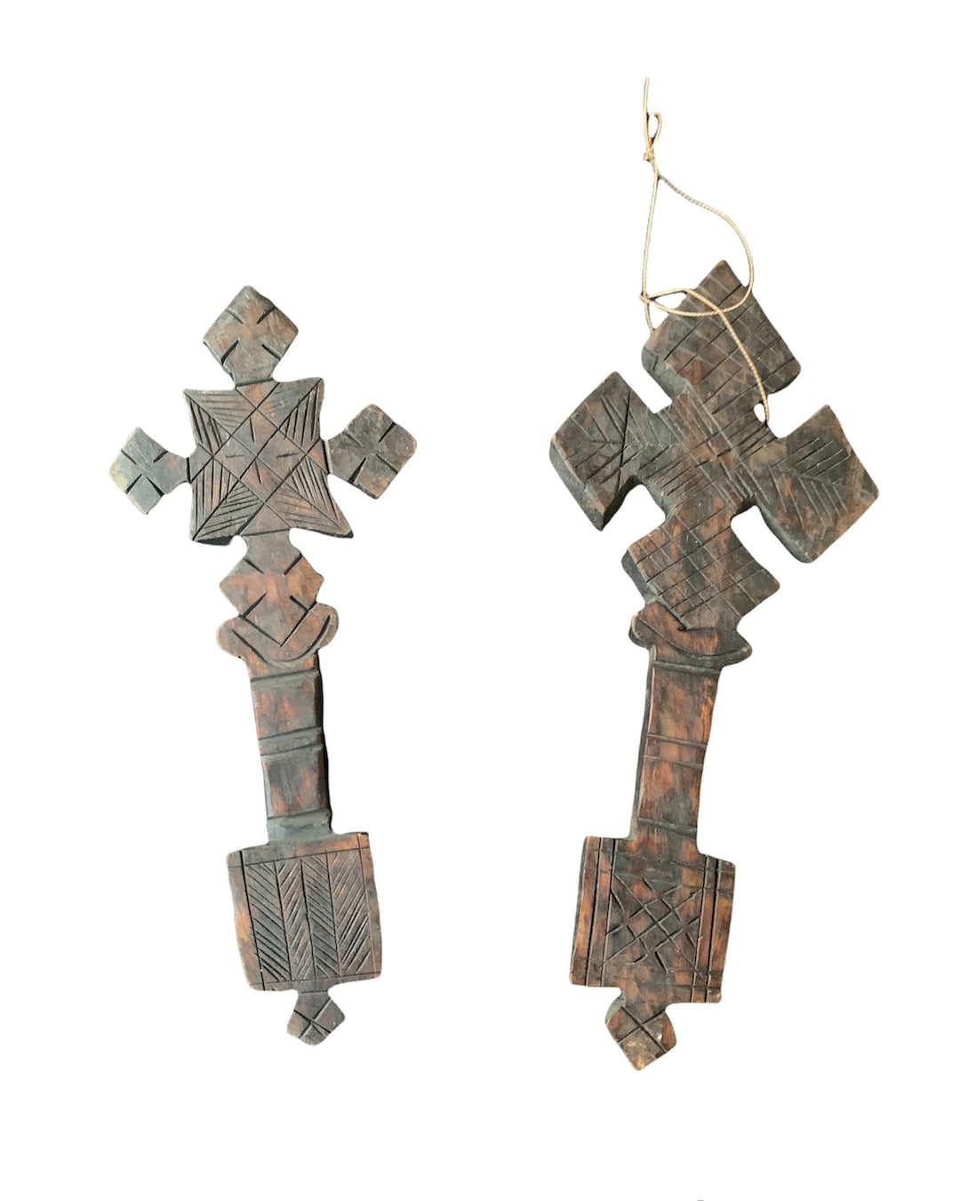 2x Authentic Handcrafted Ethiopian Processional Cross - Traditional ...
