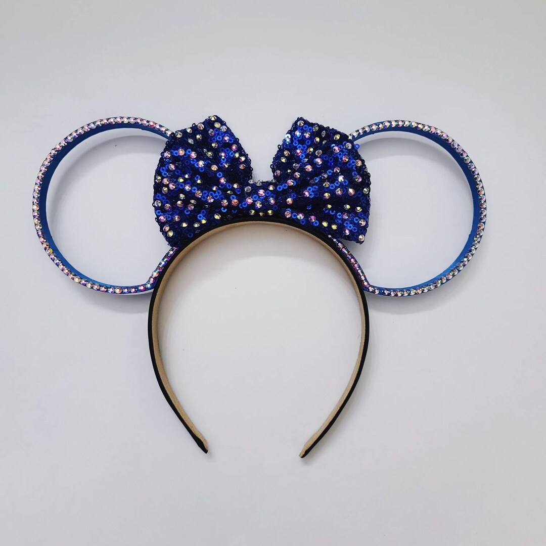 Ready to Ship Royal Blue Mouse Ears With Rhinestone Sequin - Etsy