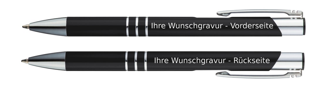 10 Metal Ballpoint Pens / With Double-sided Engraving / Color: Black - Etsy