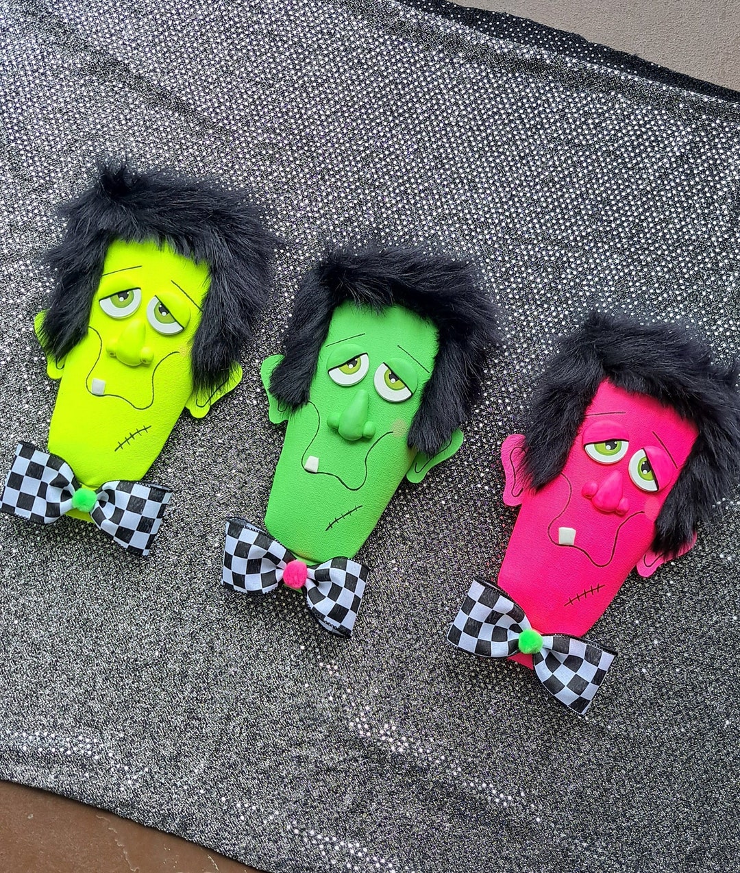 Neon Frankenstein Wreath Attachment: Glow-in-the-dark Halloween Decor ...