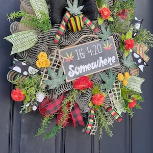 Marijuana Wreath, Man Cave Decor, She Shed Decor, Stoner Gift, Unique ...