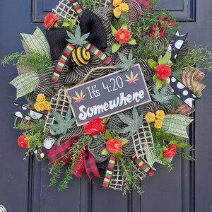 Marijuana Wreath, Man Cave Decor, She Shed Decor, Stoner Gift, Unique ...
