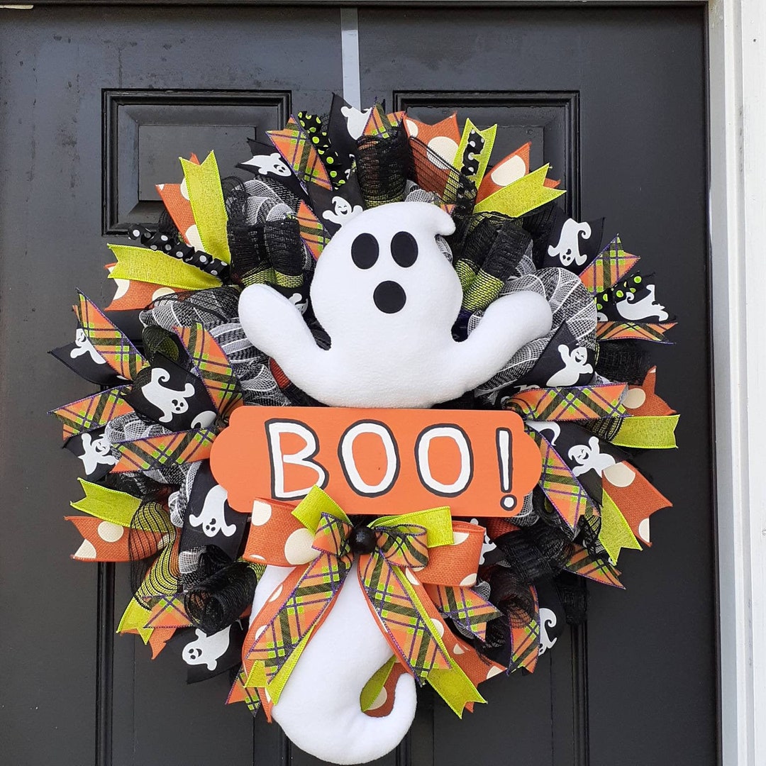 Halloween Wreath, Ghost Wreath, Boo Wreath, Halloween Wreath for Front ...