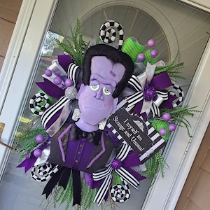 Frankenstein Wreath, Halloween Wreath, Purple Frankenstein ...