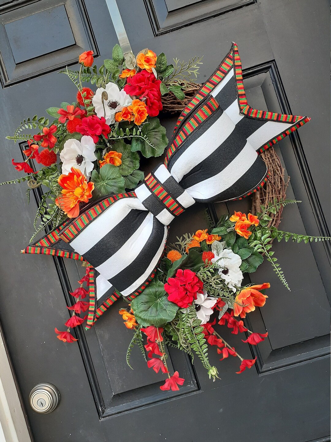 Big Bow, Boho Wreath, Bohemian Decor,big Bows, Spring Wreath, Everyday ...