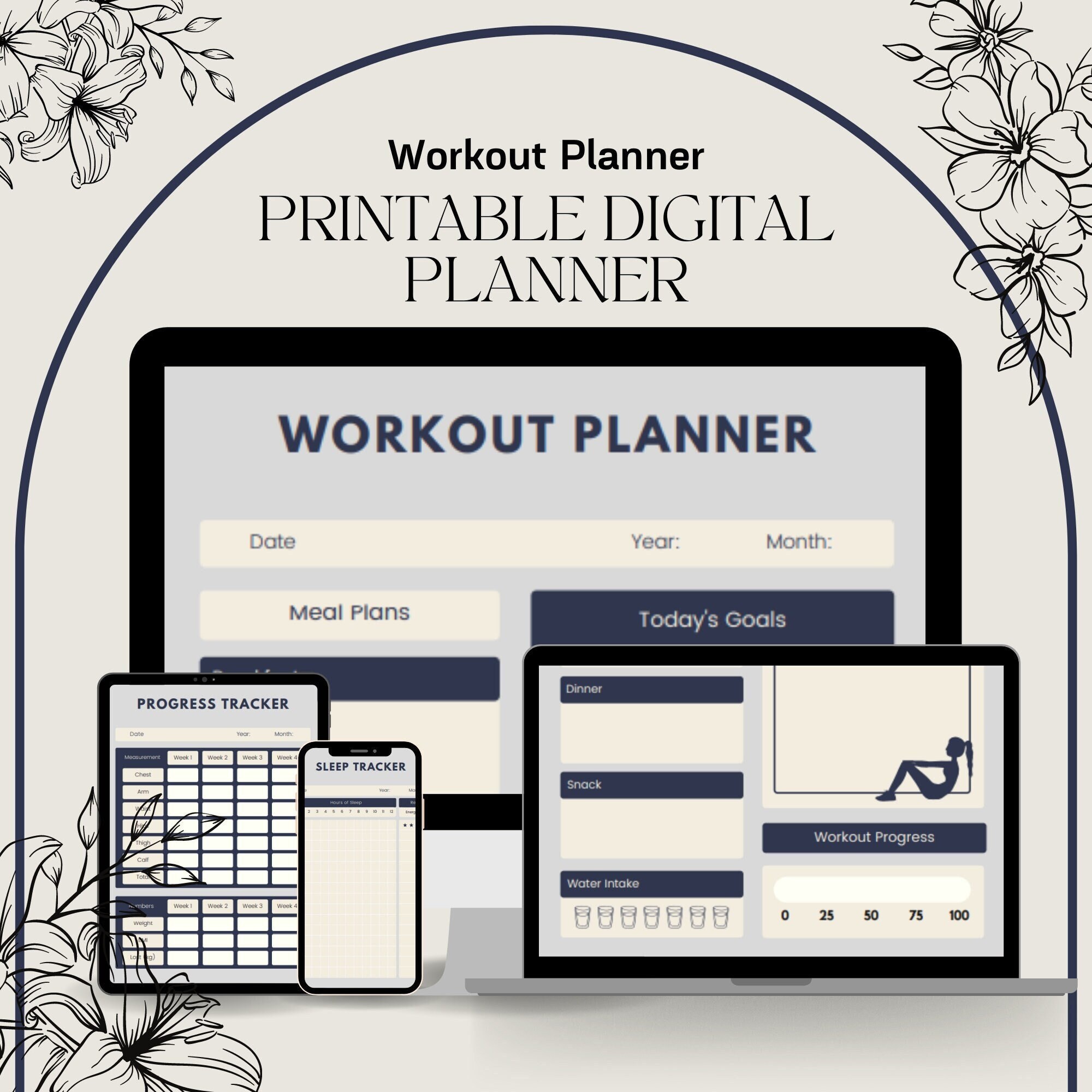 Workout Planner Printable, Daily Exercise Planner, Weekly Monthly ...