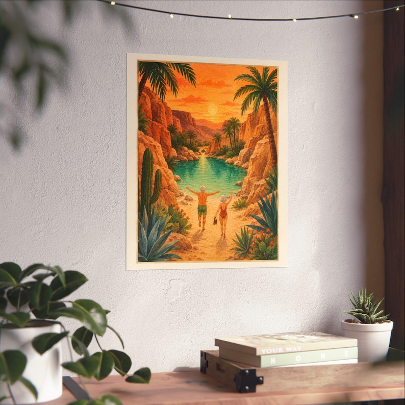 Desert Oasis Older Couple Print, Desert Art, Love That Lasts Decor ...