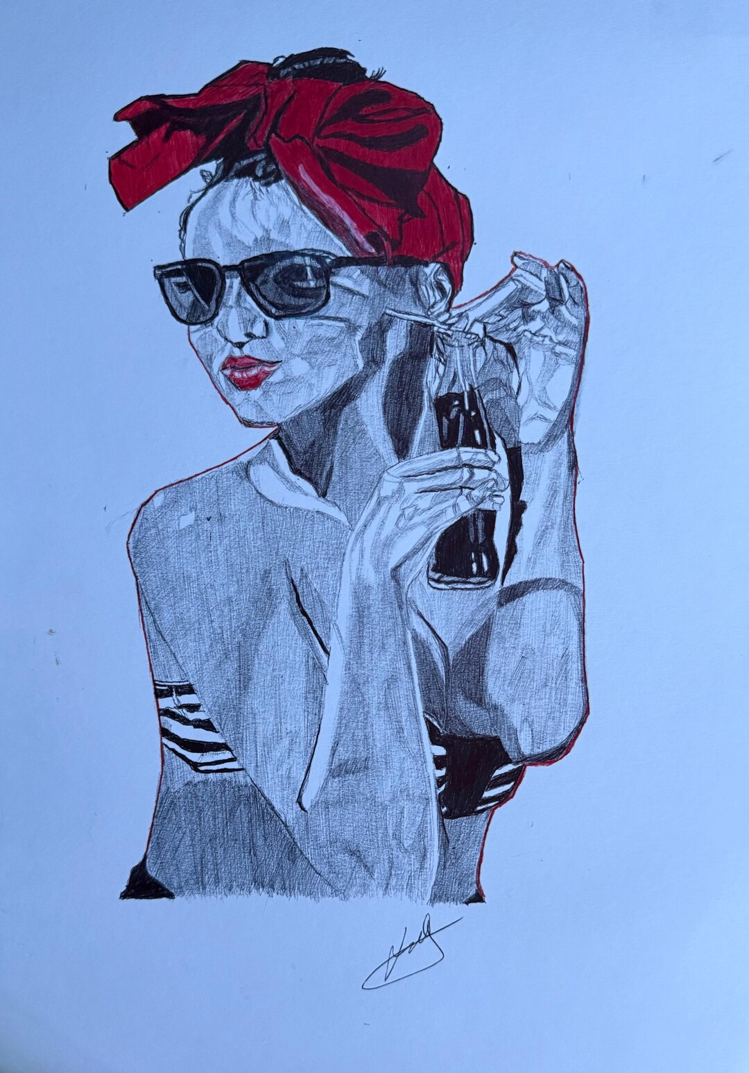Pepsi Woman. A4 Size Hand Drawn - Etsy