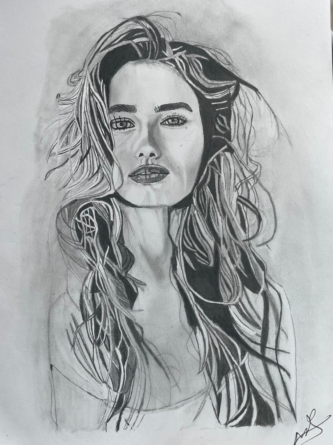 Drawing Woman Graphite Pencil Original - Etsy