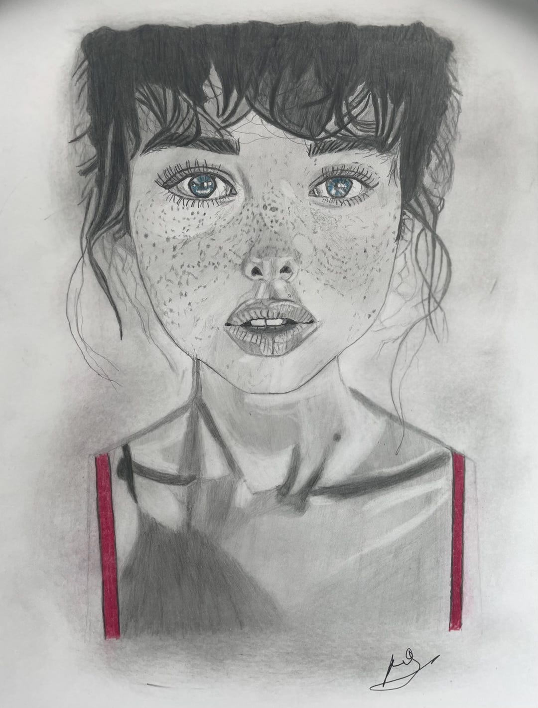 Portrait Woman With Freckles. Print A4 Size - Etsy