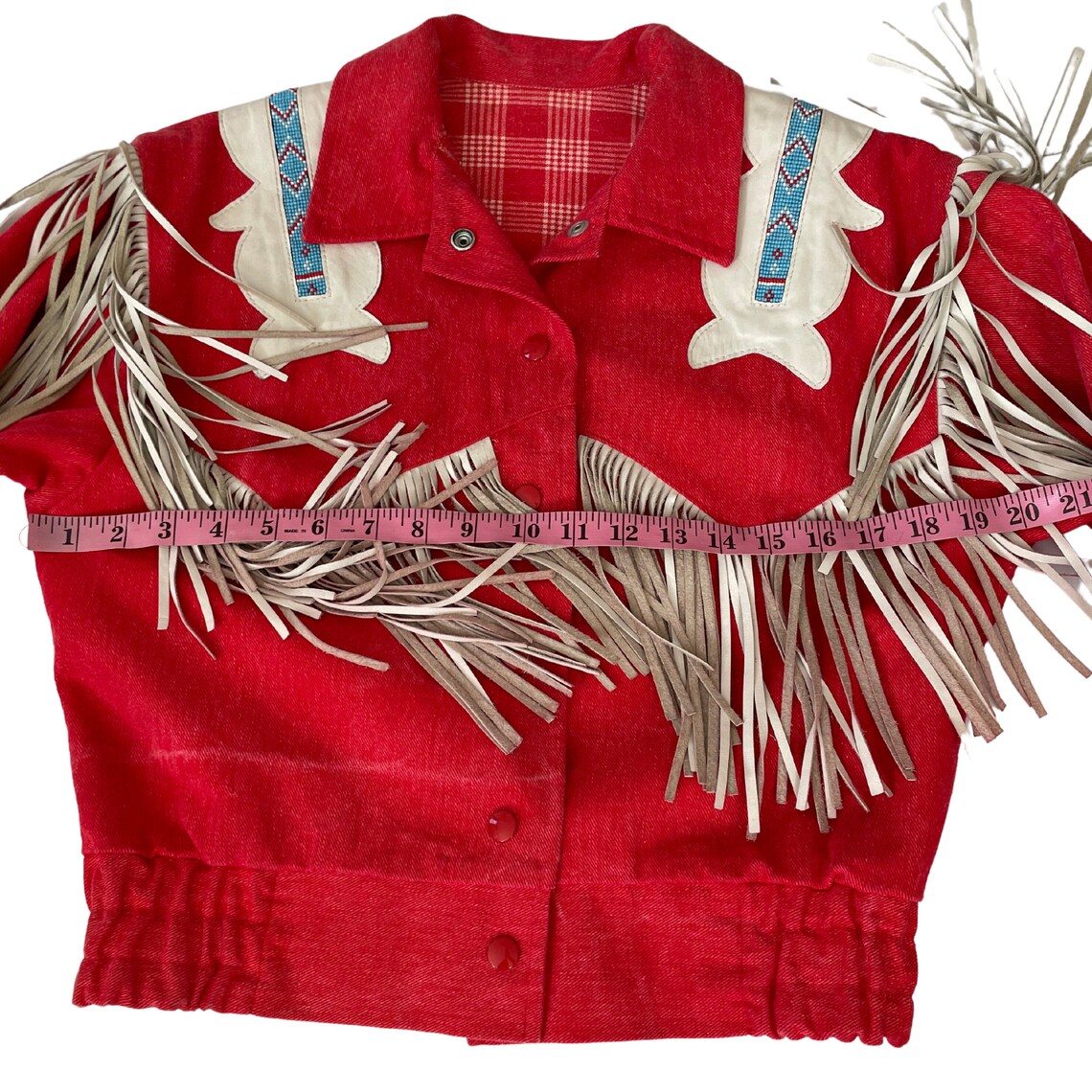 1980's Western Red Denim Jacket With Leather Accents - Etsy