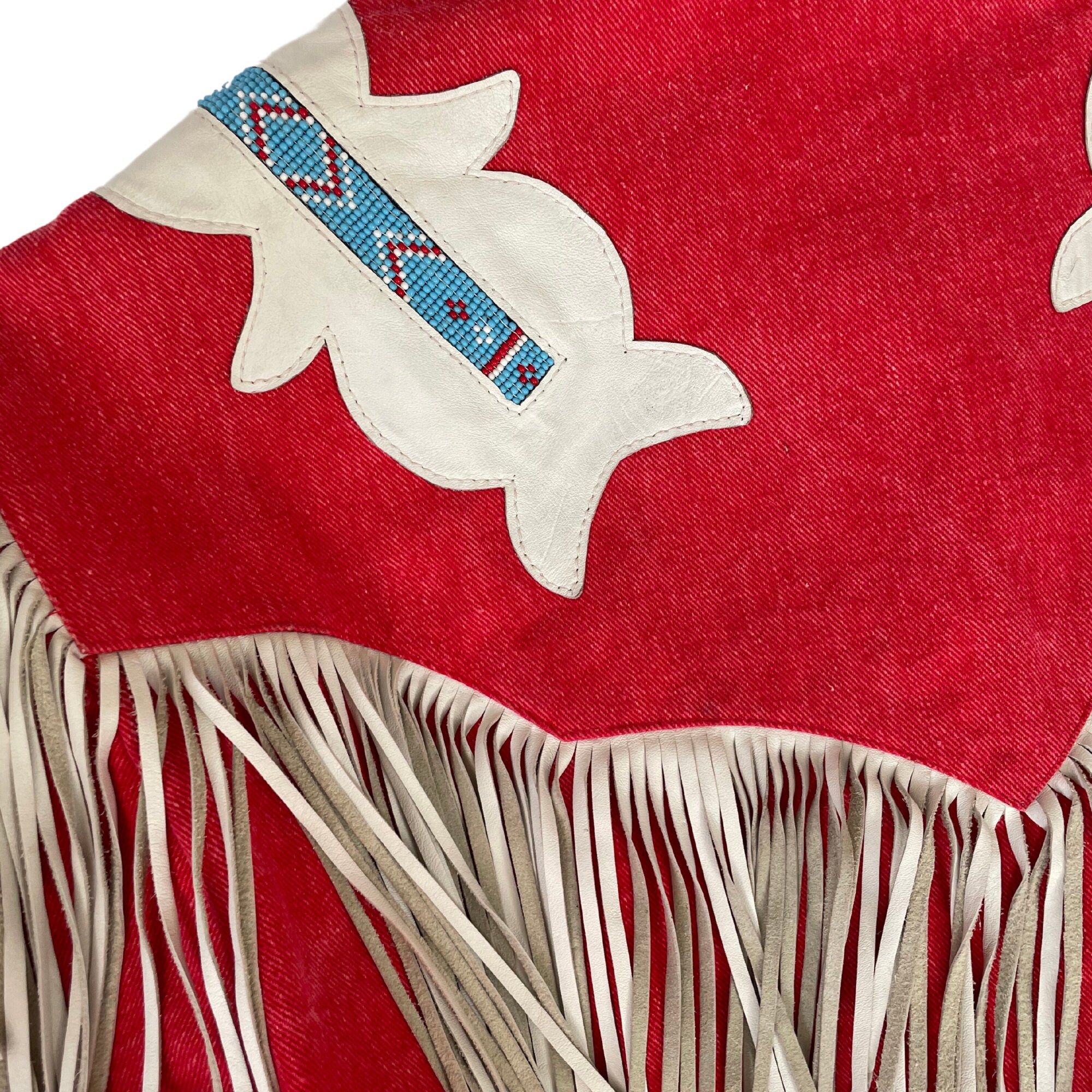 1980's Western Red Denim Jacket With Leather Accents - Etsy