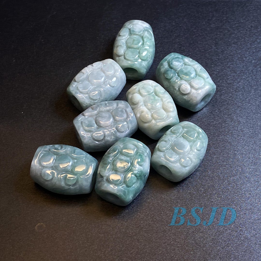 Carved Barrel Burma Jadeite Green Grade A Jade Rings Beads Jewelry DIY ...