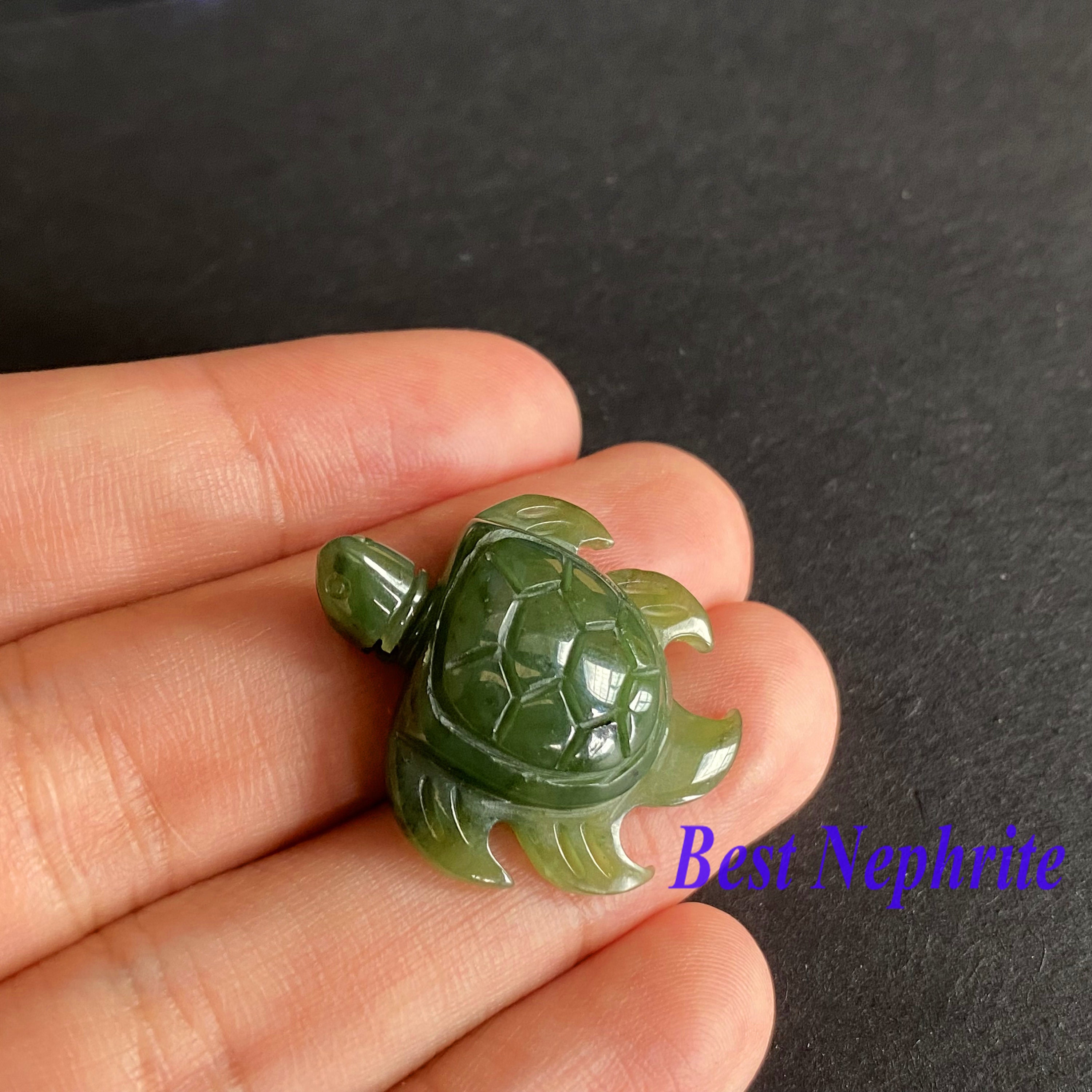 Handmade Turtle Natural GREEN Nephrite Jade Greenstone Canadian Jade ...