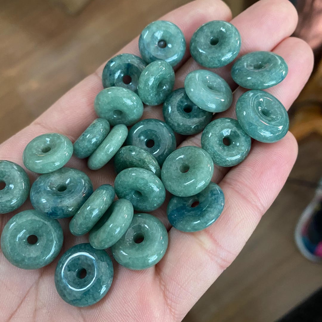 Green Jadeite Donut Natural Grade A Jade Round Beads Kid Baby Burma ...