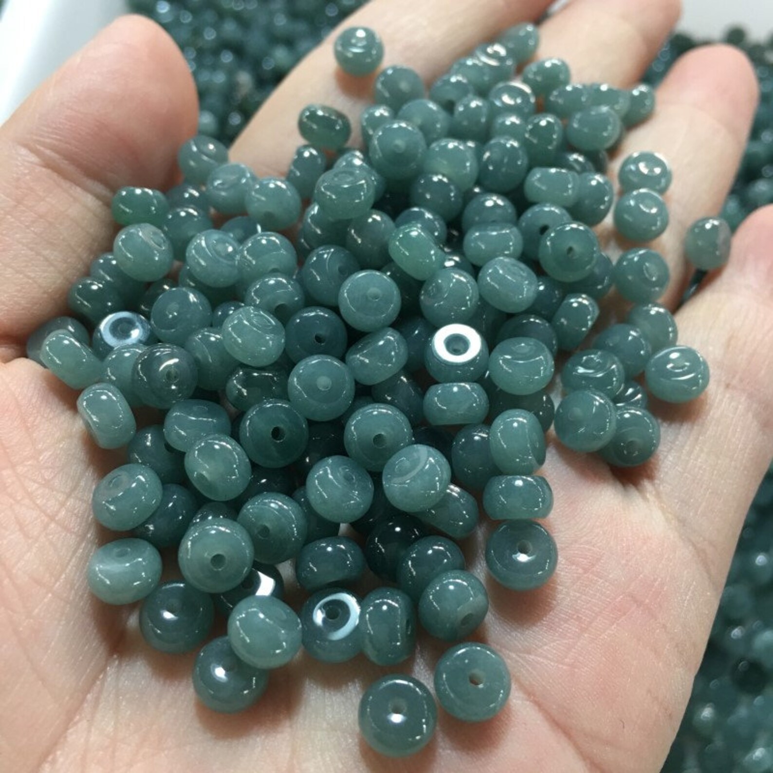 100pcs Transparent Blue Jadeite Beads Guatemala Jade Donut - Etsy