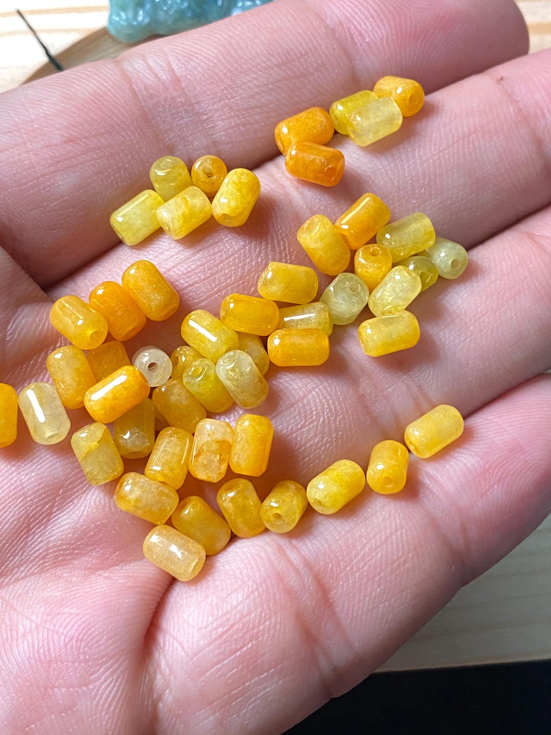 Barrel Natural Yellow Grade A Jade Spacer Beads Burma Myanmar Jadeite ...