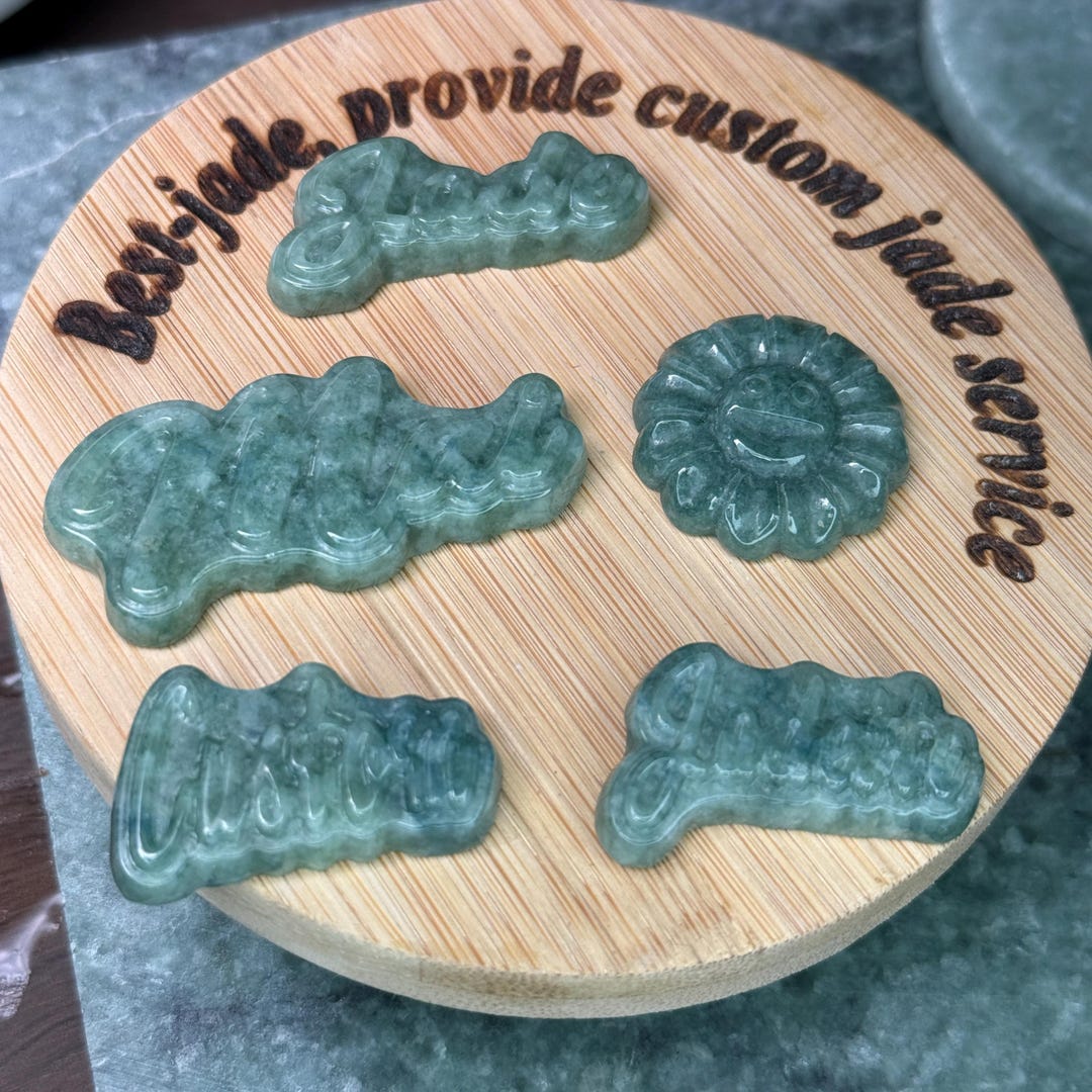 Custom Natural Green Jadeite Pendant Nameplate Customize Necklace Grade ...