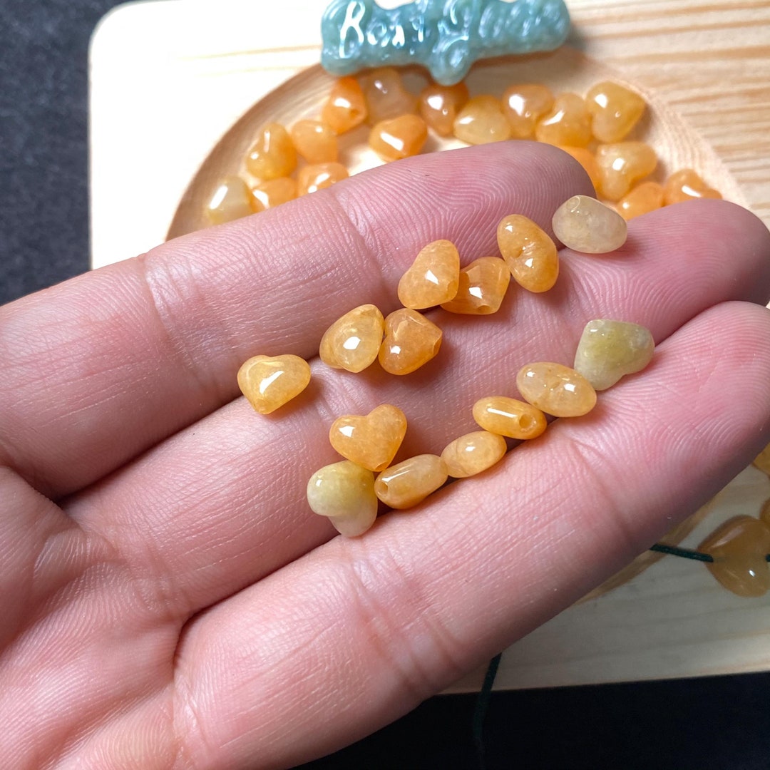 Heart Natural Yellow Grade A Jade Spacer Beads Burma Myanmar Jadeite ...