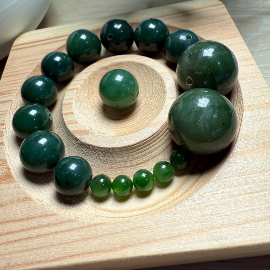 JADE NEPHRITE Loos Beads , 4 Mm, 6 Mm ,8 Mm ,20mm Beads; Natural; Ideal ...