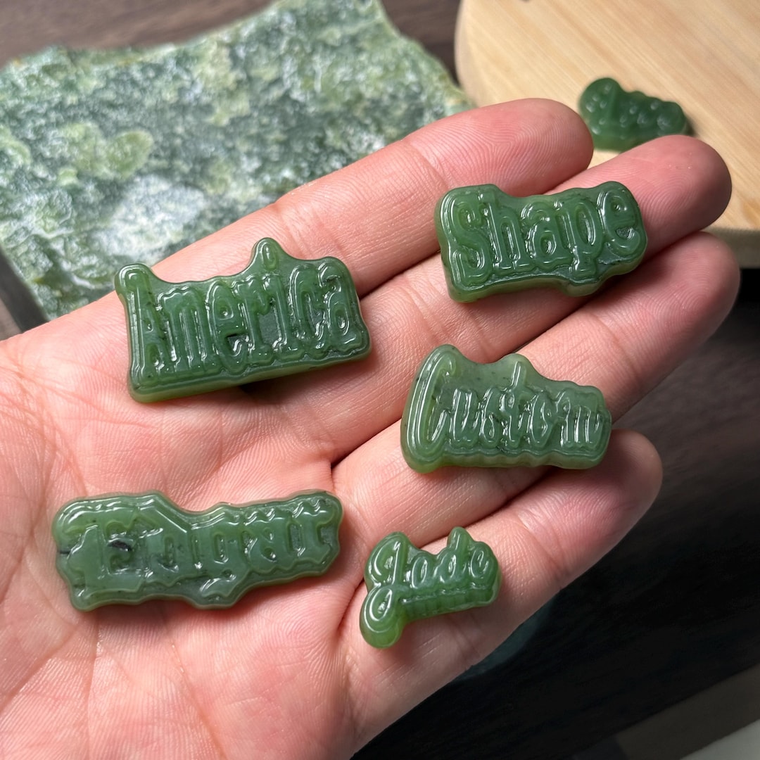 Custom Nameplate Real Nephrite Jade Beads Customize Comany Logo Pendant ...