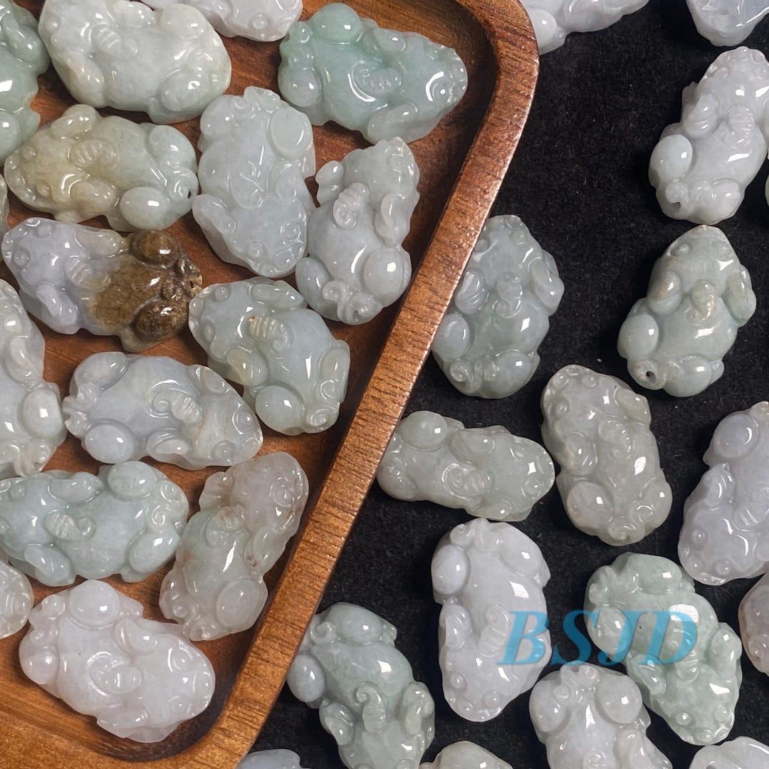 Small Pixiu Natural Type A Untreated Burma Jade Beads Charms and ...