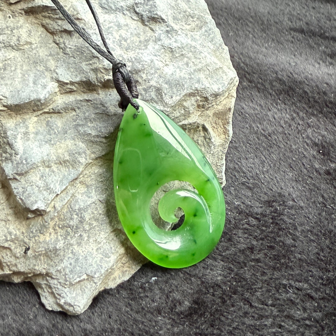 Water Drop Maori Style Pendant Natural GREEN Nephrite Jade Greenstone ...