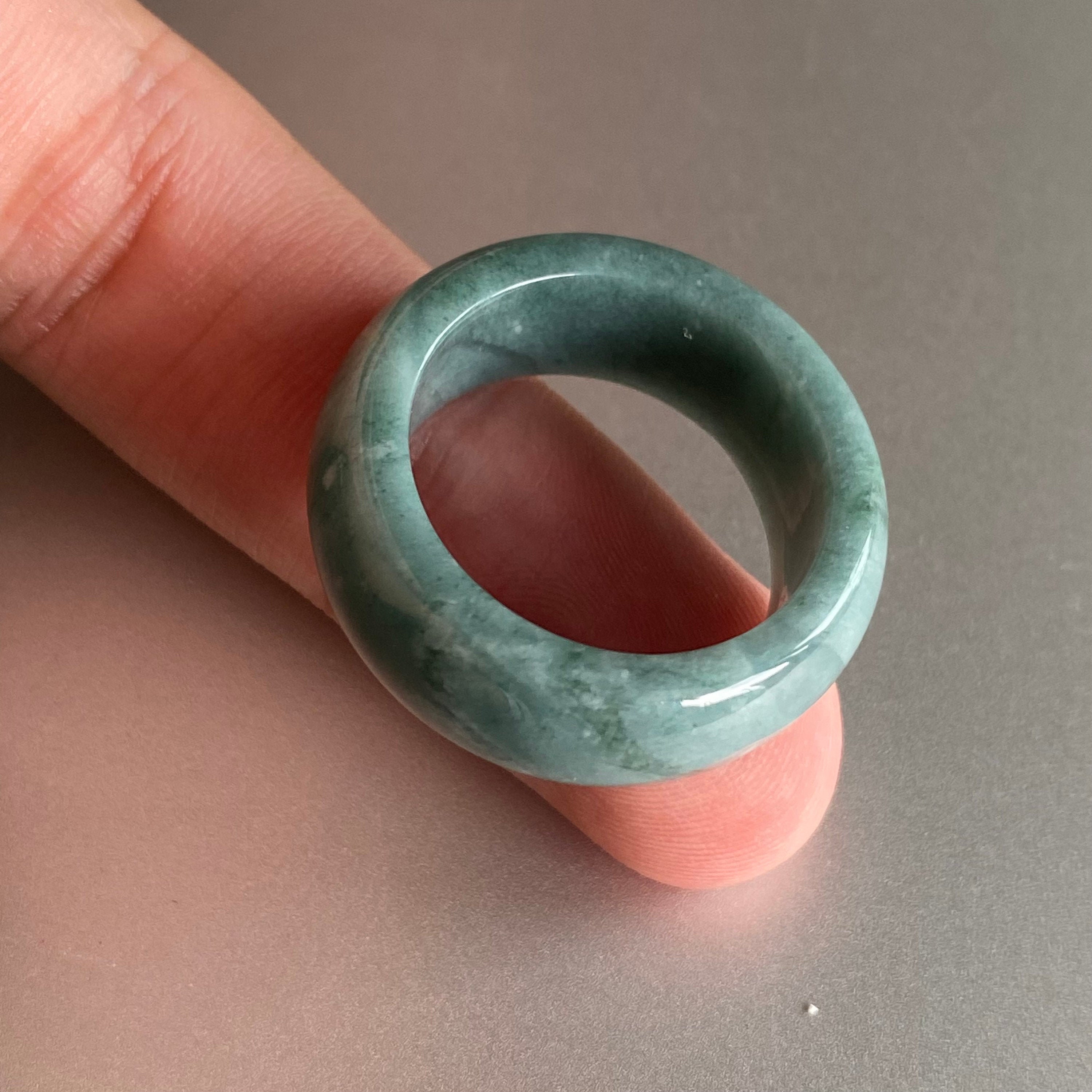 20.8mm Transparent Natural Green Blue Guatemalan jadeite ring | Etsy