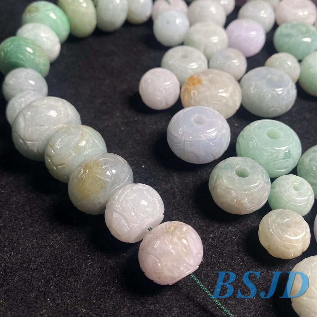 Type A Jadeite Barrel Natural Grade A Green Jade Burma Jadeite Beads ...