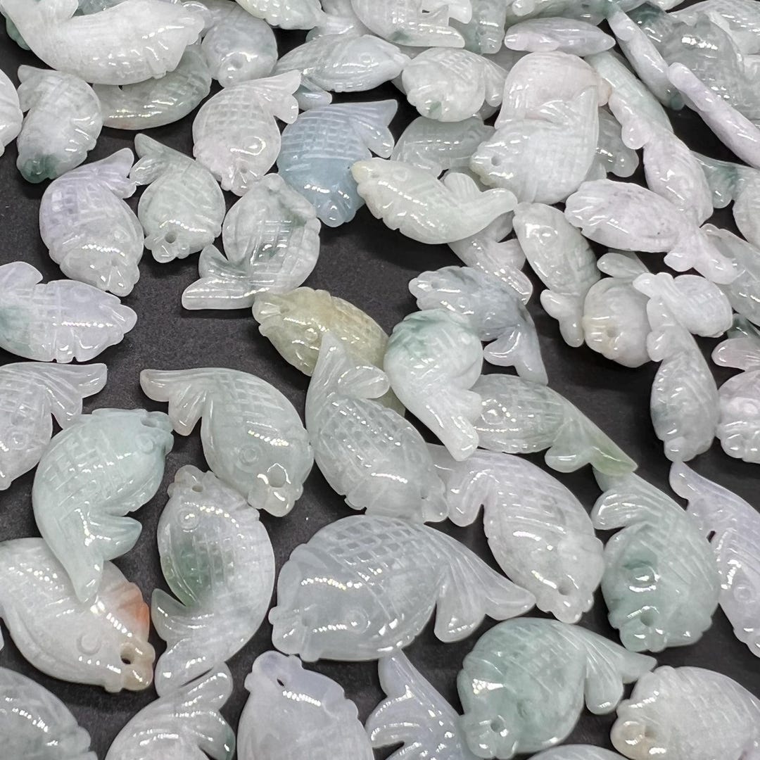 Koi Fish Beads Natural Grade A Jade Beads Kid Baby Burma Myanmar ...