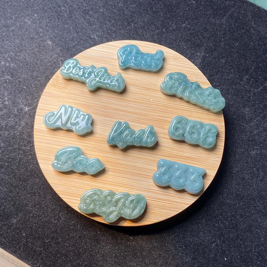 Custom Nameplate Grade A Jade Beads Customize Comany Logo Pendant Burma ...