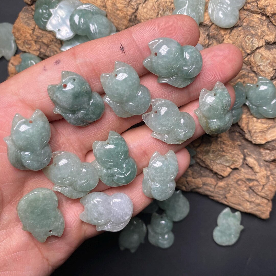Mini FOX Natural Type A Untreated Burma Jade Beads Charms and Pendant ...