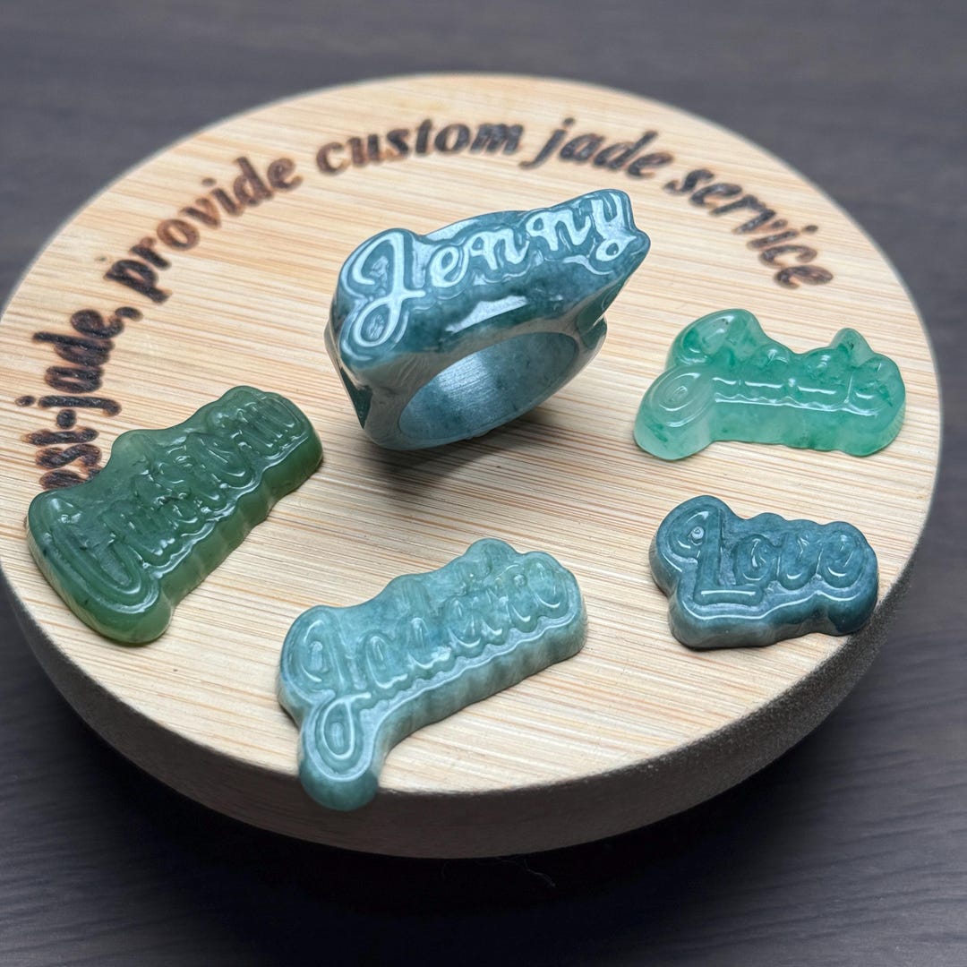 5 Color Custom Carved Jade Ring: Natural Blue Jadeite,burma Jade ...