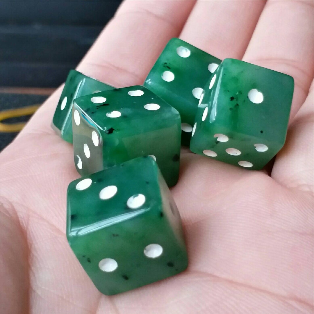 1pair Dice Natural Green Nephrite Jade Greenstone Canadian Jade Beads ...