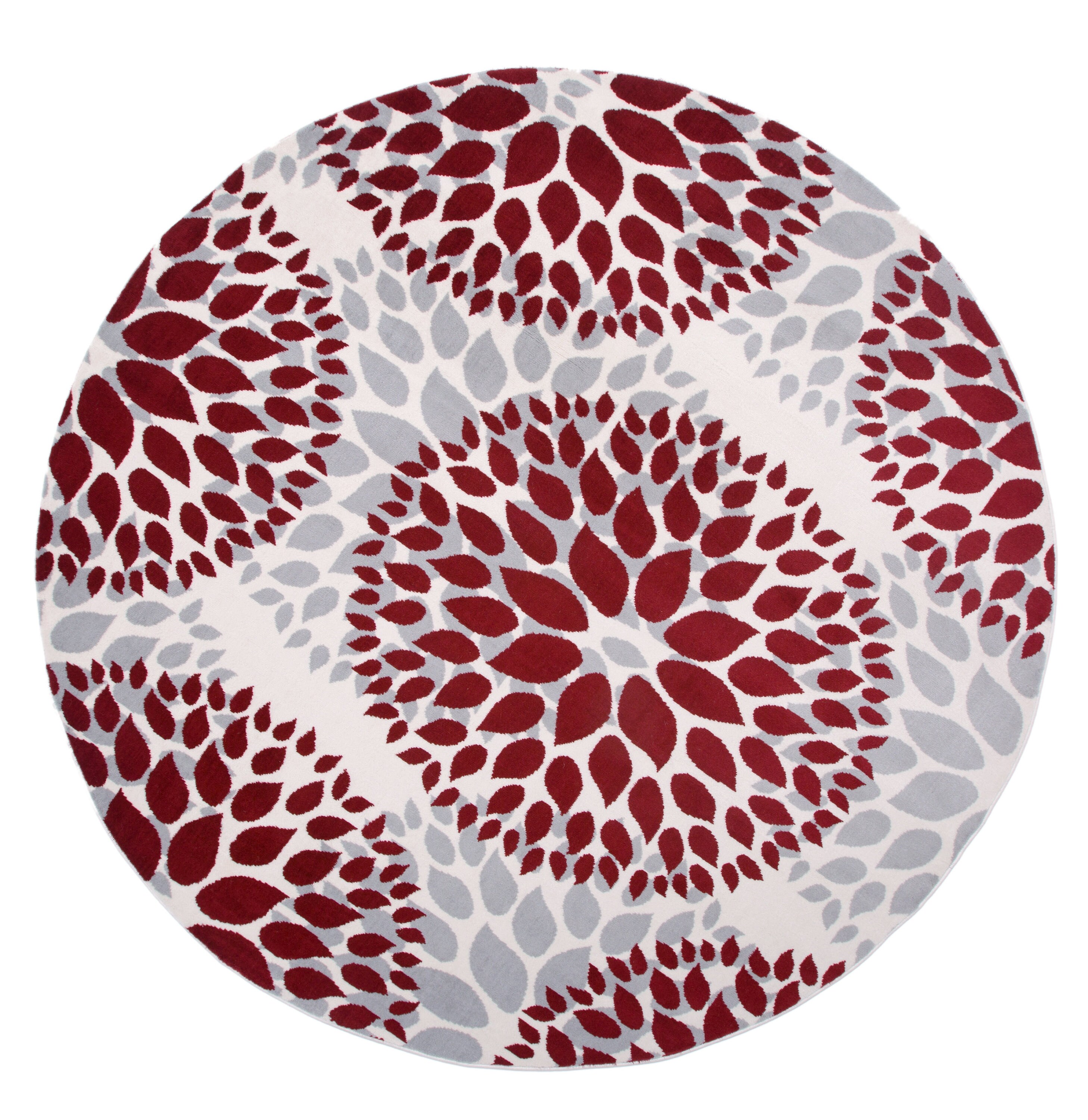 WRG Modern Floral Circles Red Area Rug | Etsy