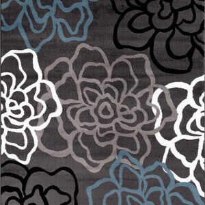 Contemporary Modern Floral Flowers Area Rug Geometric Pattern Chic ...